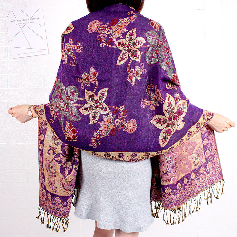 Ethnic style shawl Lijiang Xizang Qinghai tourism retro tassel ...