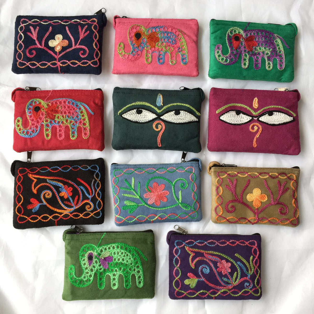 Free shipping Nepali hand-embroidered suede ethnic style mini coin ...